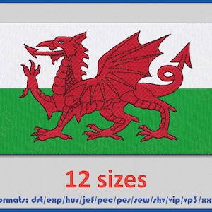 Wales Flag Embroidery Machines Design Instant Download Digital - Etsy