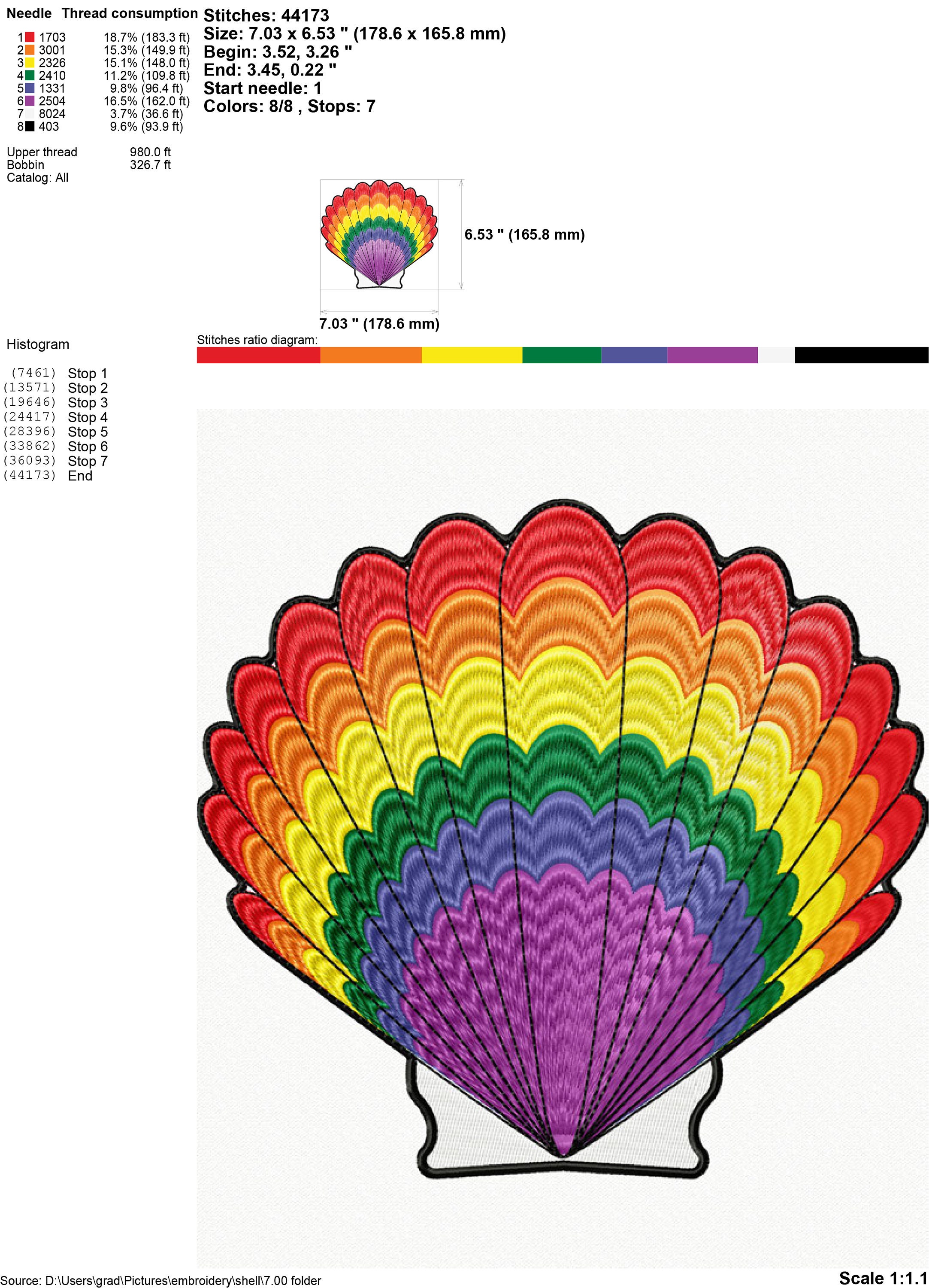 29 Sizes Rainbow Sea Shell Embroidery Machines Design Pride - Etsy