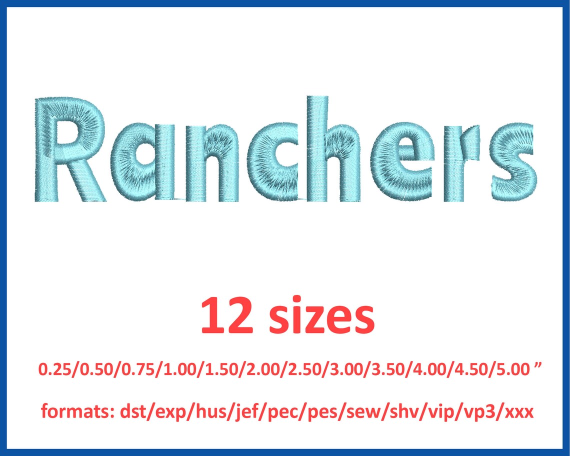 Ranchers Font Embroidery Design 0.251/4 0.51/2 - Etsy