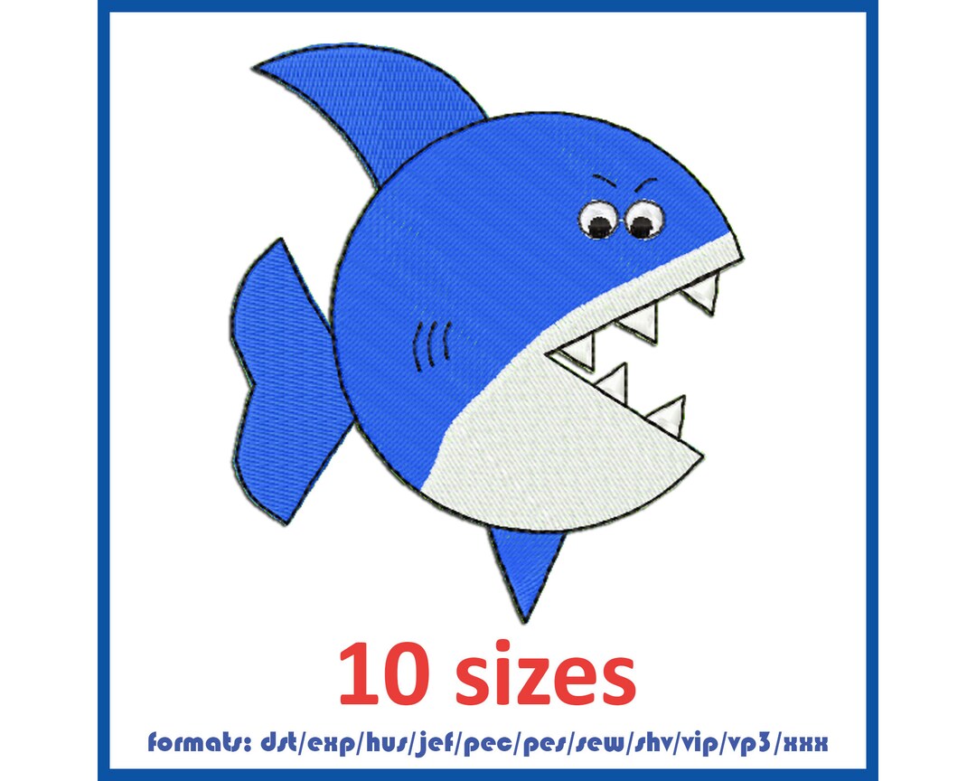 Shark Embroidery Machines Design Instant Download Digital 10 Sizes and ...
