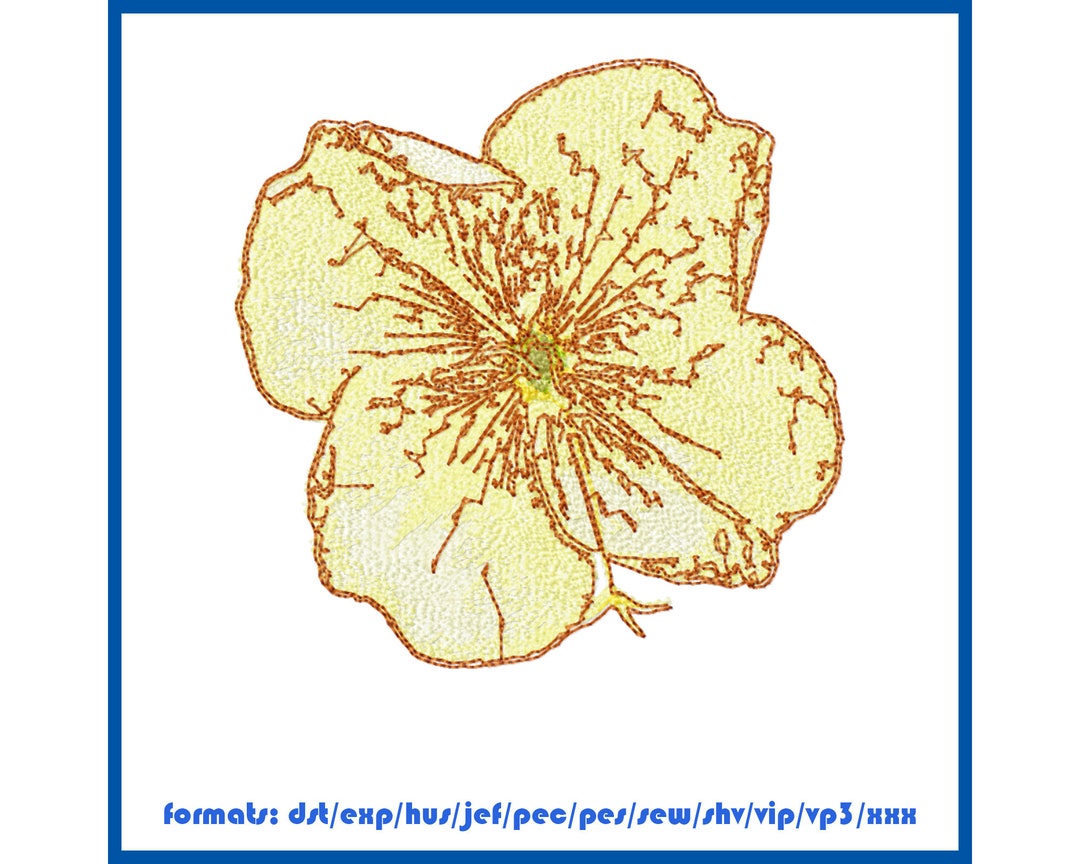 Flower Evening Primrose Machine Embroidery Handmade Design Realistic ...