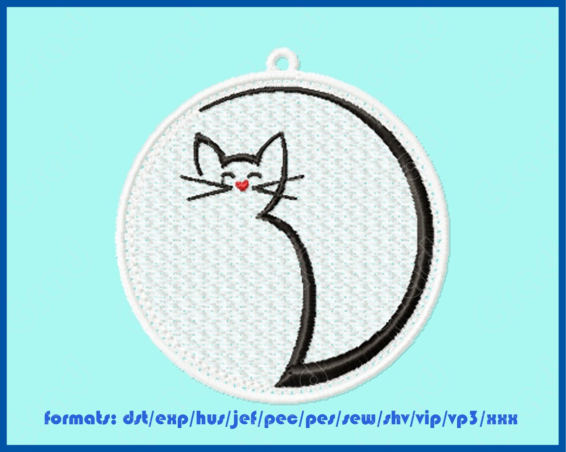 Cat FSL Bookmark Machine Embroidery Desin Simple Picture Flat | Etsy