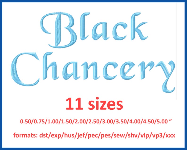 Machine Embroidery Fonts Black Chancery - Etsy