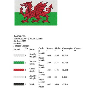Wales Flag Embroidery Machines Design Instant Download Digital Files 13 ...