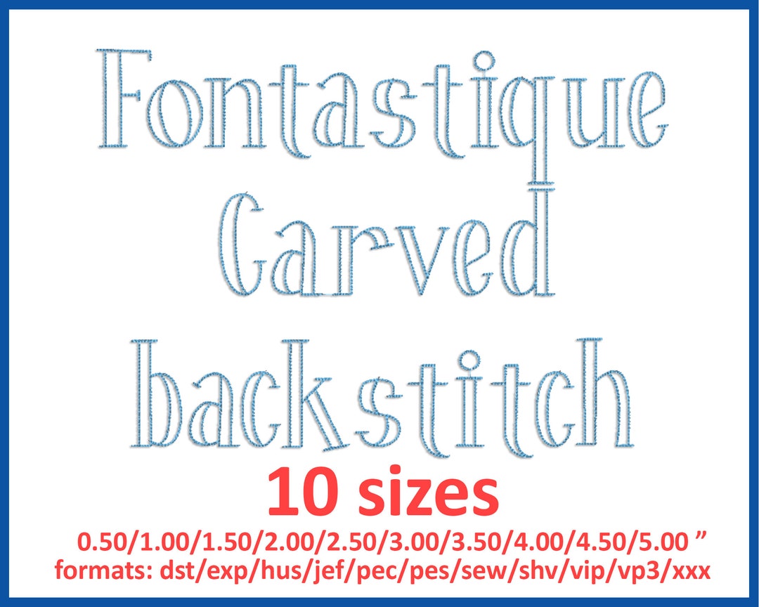 Fontastique Carved Backstitch Embroidery Font 10 Sizes - Etsy