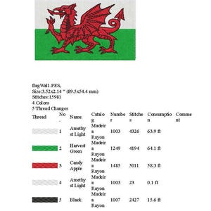 Wales Flag Embroidery Machines Design Instant Download Digital Files 13 ...