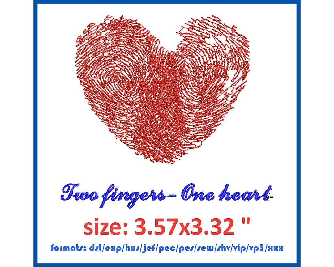 Fingers Heart Machine Embroidery Design Fingerprints of Design T-shirt ...