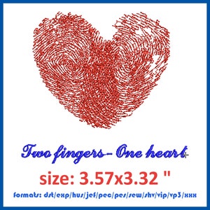Fingers Heart Machine Embroidery Design Fingerprints of Design T-shirt ...