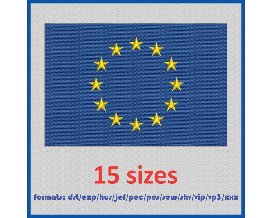 EU Flag. Flag of Europe. Embroidery Machines Design 15 Sizes 11 Formats ...