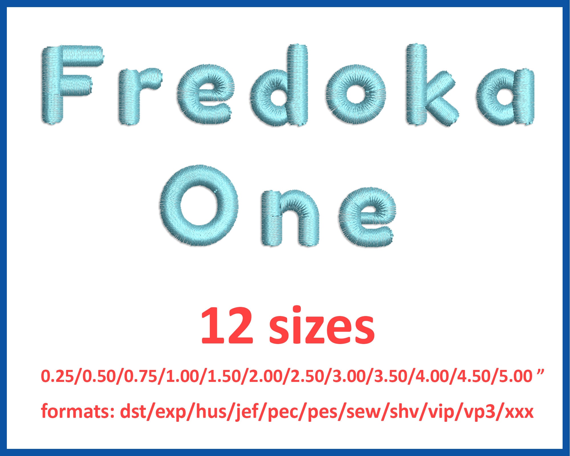 Machine embroidery fonts Fredoka One. 12 sizes. 11 formats. | Etsy