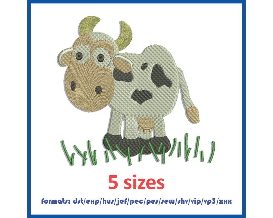 Machine Embroidery Design Cow. Cute, Little Cow. 5 Sizes and 11 Formats ...