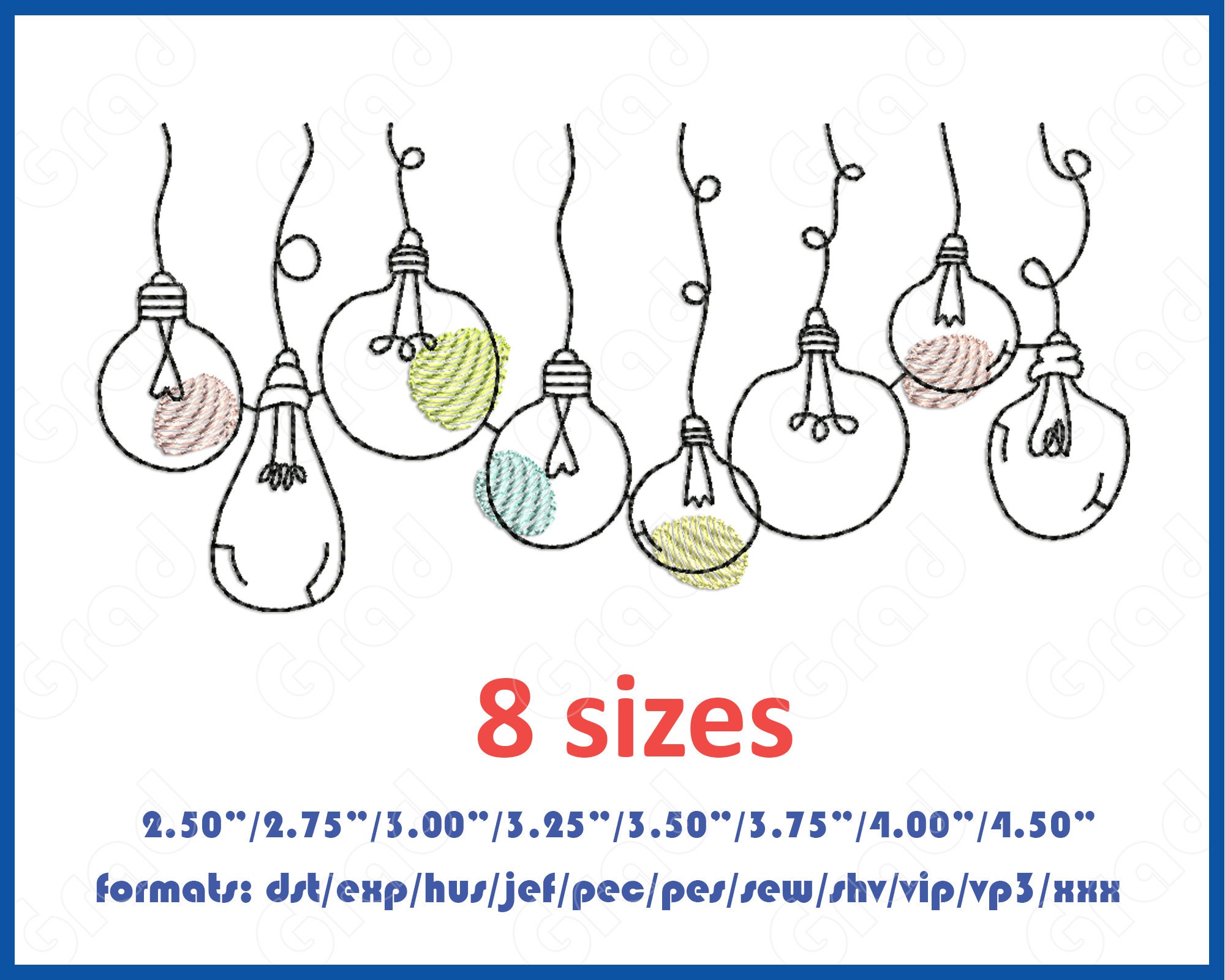 Lamps Border Machine Embroidery Design. 8 Sizes and 11 | Etsy