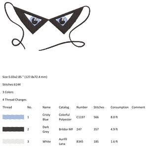 5 Sizes Bandit Evil Mask Blue Yeys - Machine Embroidery Design ...