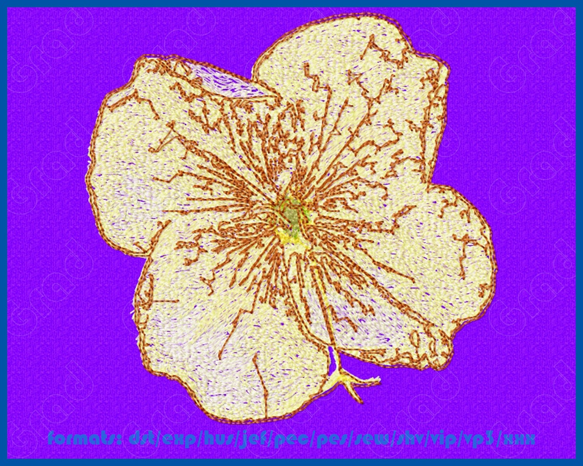 Flower Evening Primrose Machine Embroidery Handmade Design | Etsy