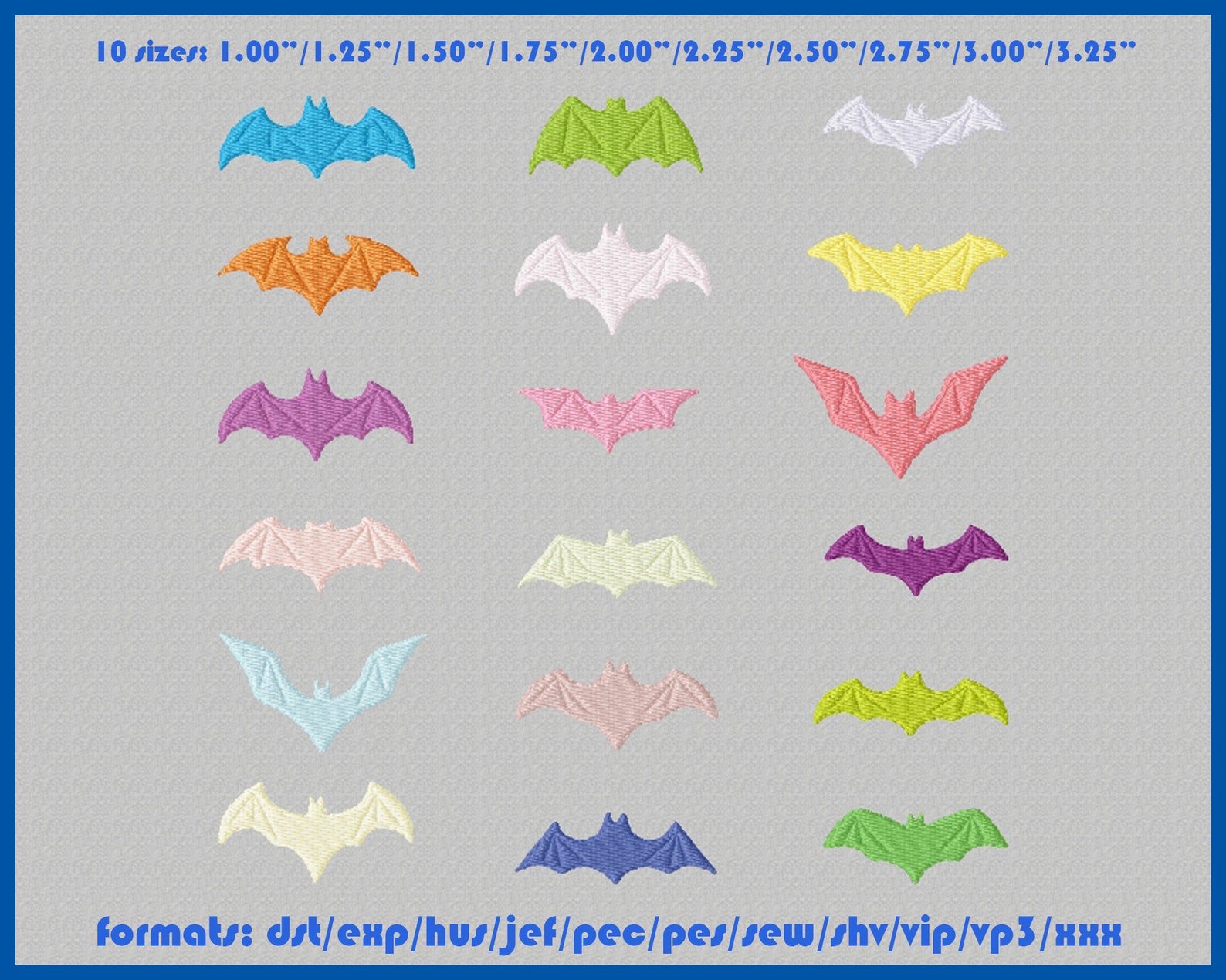 Sets From 18 Bats and 10 Sizes Machine Embroidery Design - Etsy