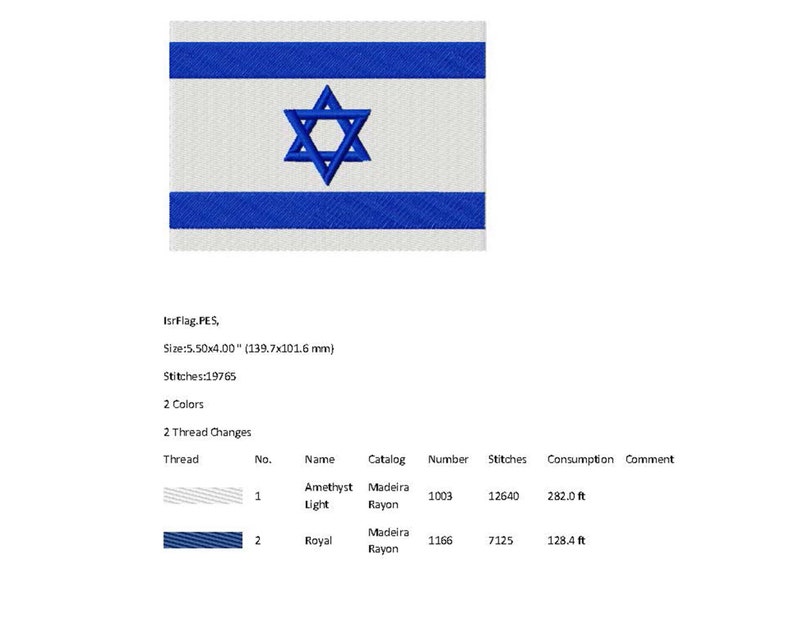 Flag of Israel - Machine Embroidery Designs. Instant Download Digital ...