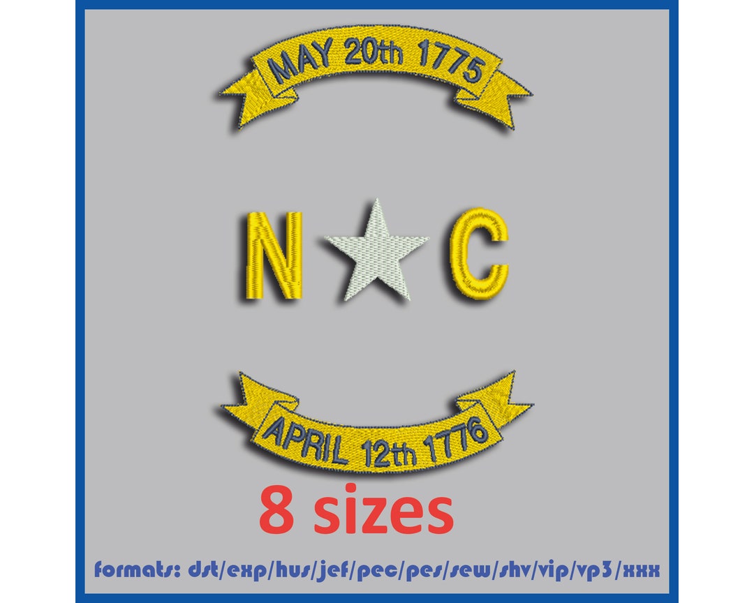 North Carolina Logo Embroidery Machines Design Instant Download Digital ...