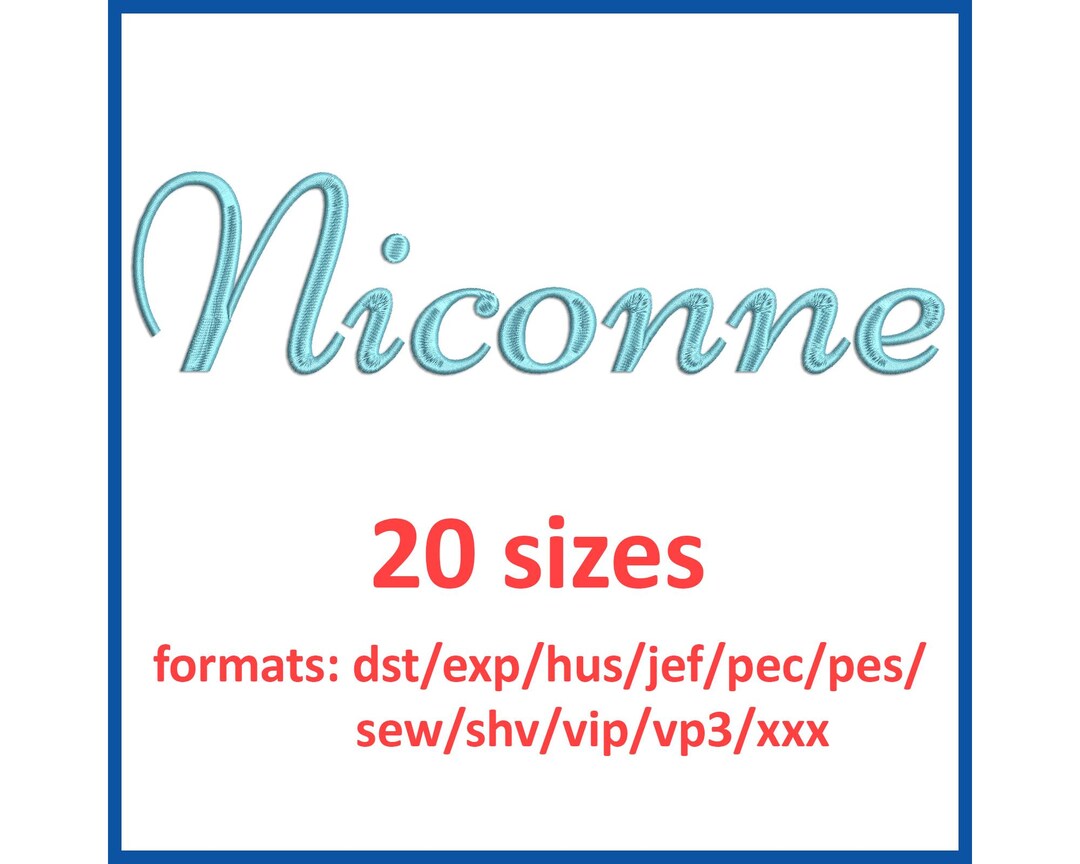 Niconne Embroidery Font 20 Sizes and 11 Formats - Etsy