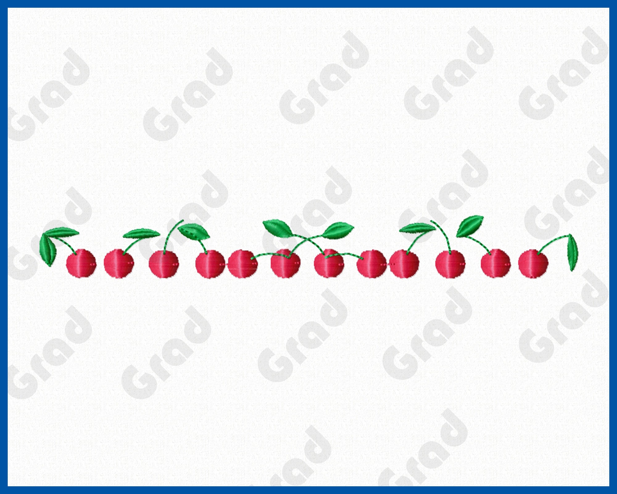 Cherry Border Garden Machine Embroidery Design. Cherries Row. | Etsy