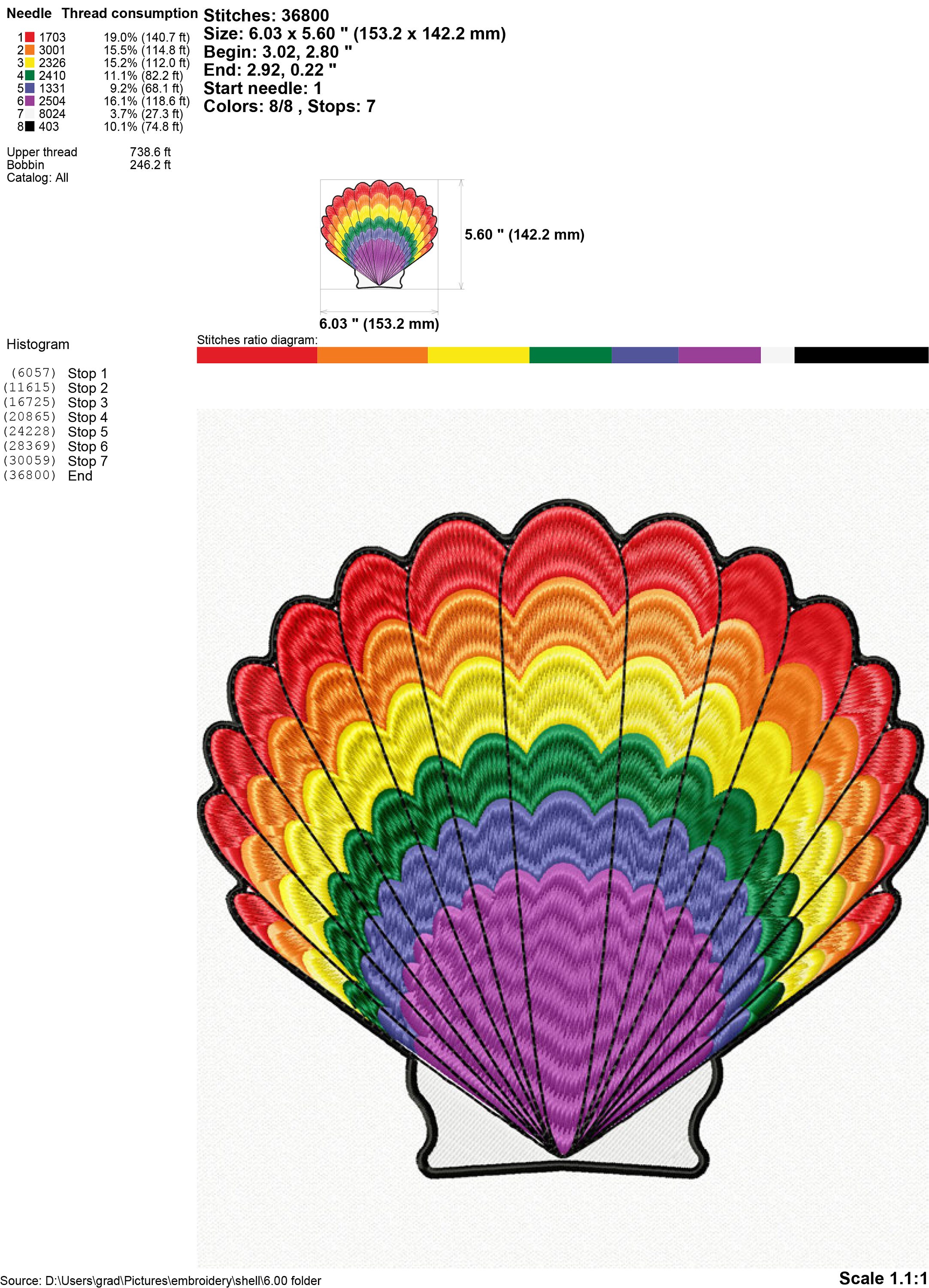 29 Sizes Rainbow Sea Shell Embroidery Machines Design Pride LGBT Colors ...