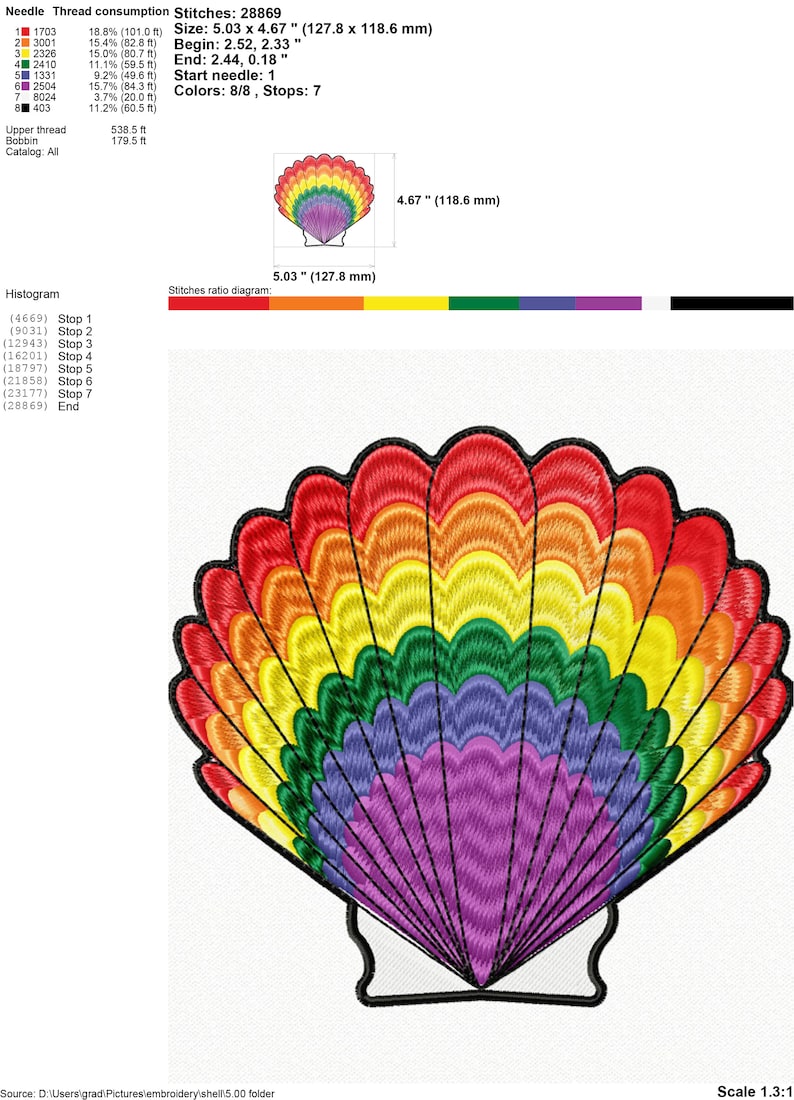 29 Sizes Rainbow Sea Shell Embroidery Machines Design Pride - Etsy