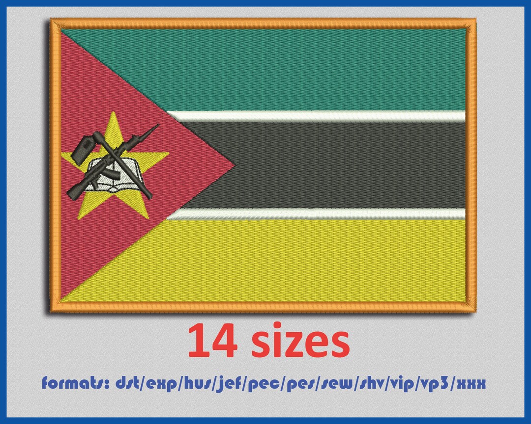 Mozambique Flag With Border and Without Border Embroidery - Etsy