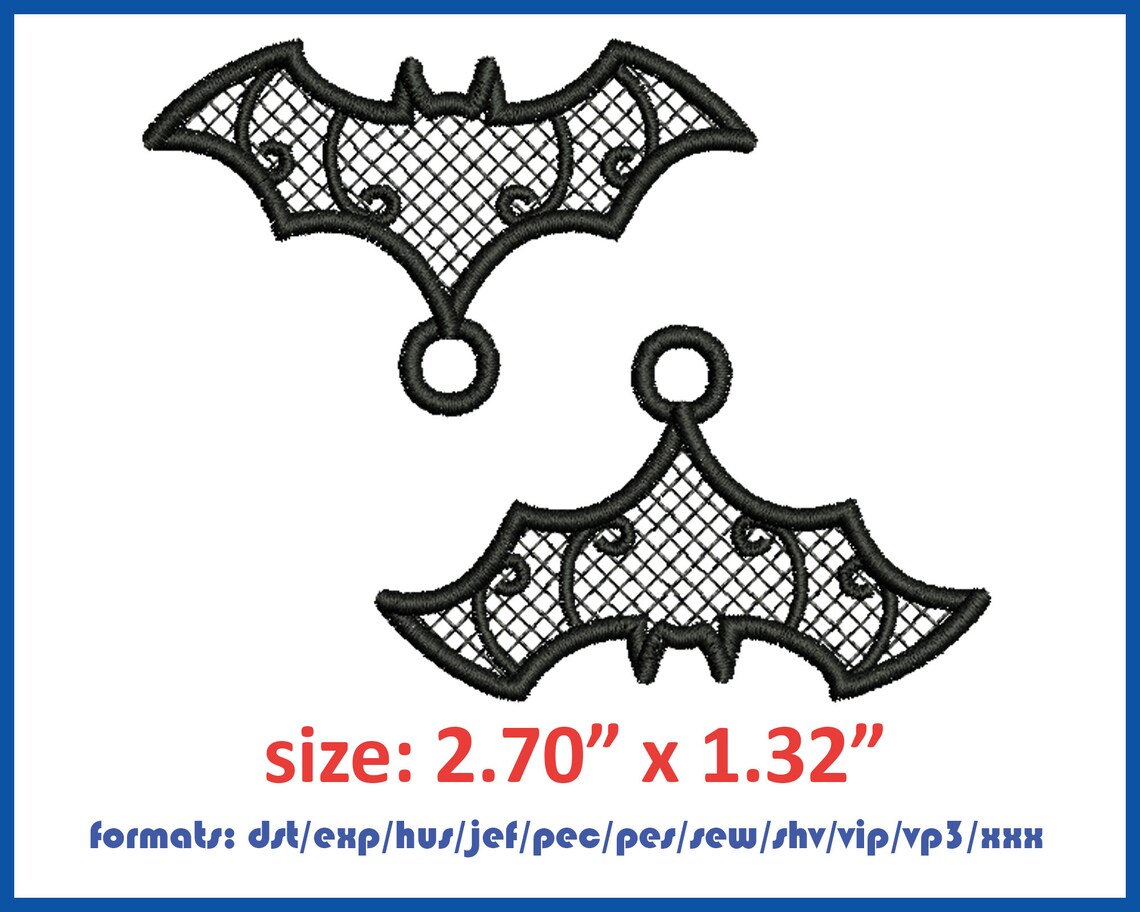 FSL Bat. Machine Embroidery Desin. Free Standing Lace - Etsy