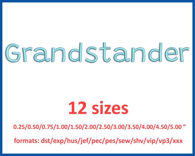 Machine Embroidery Fonts Grandstander. 12 Sizes. 11 Formats. - Etsy
