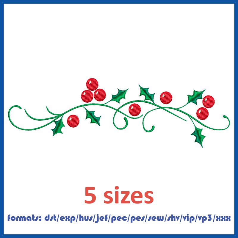 Holly Berry Border Embroidery Design - Etsy