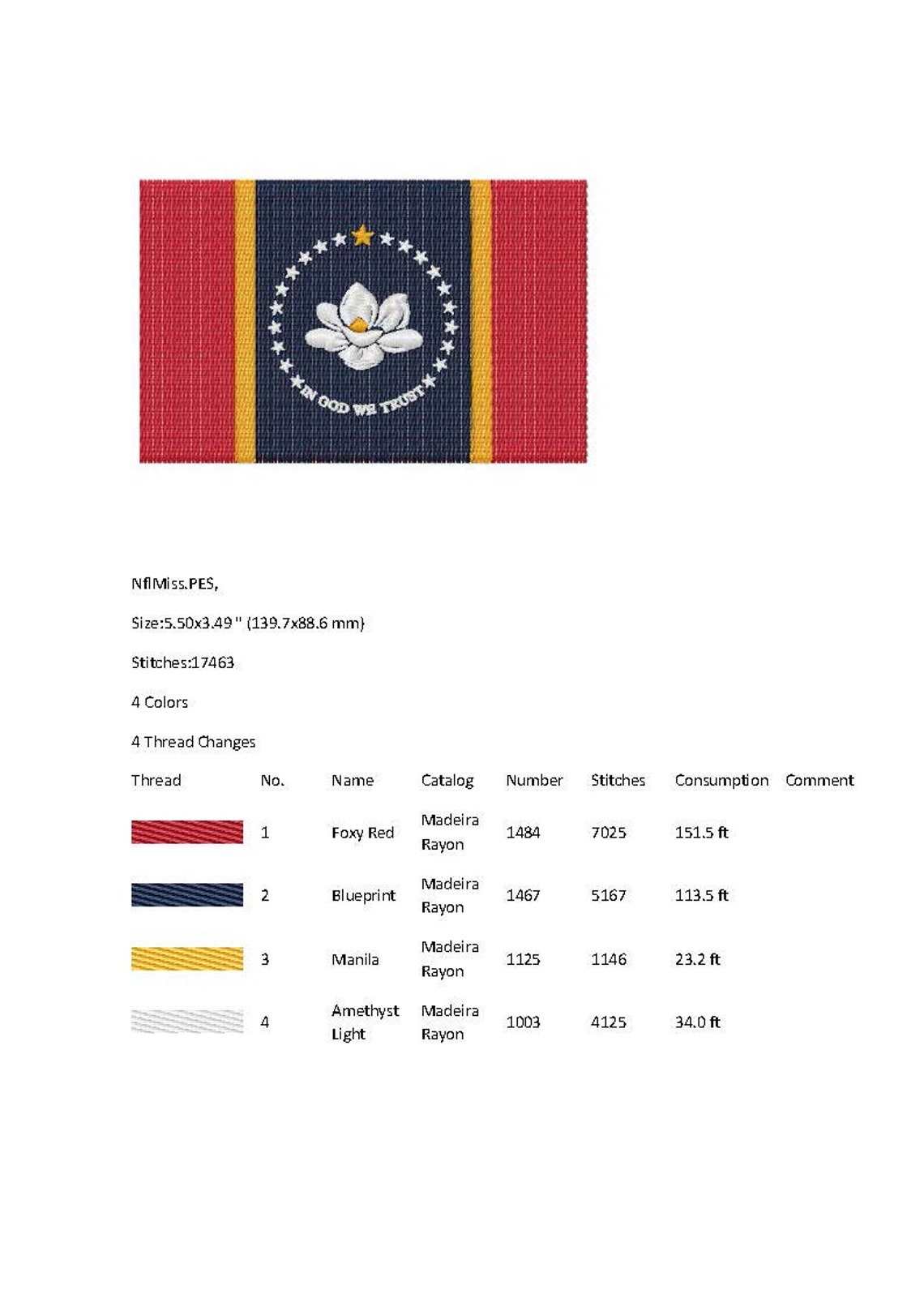 Mississippi New Flag Embroidery Machines Design Instant - Etsy