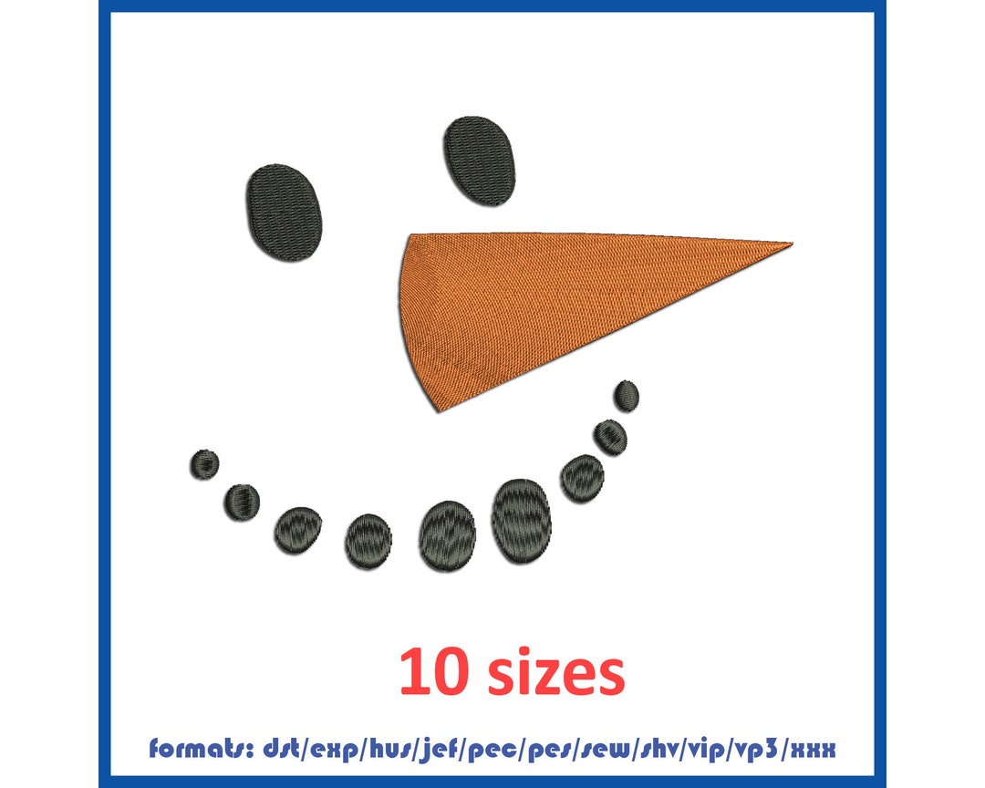 Snowman Face. Machine Embroidery Design. 10 Sizes and 11 Formats. - Etsy