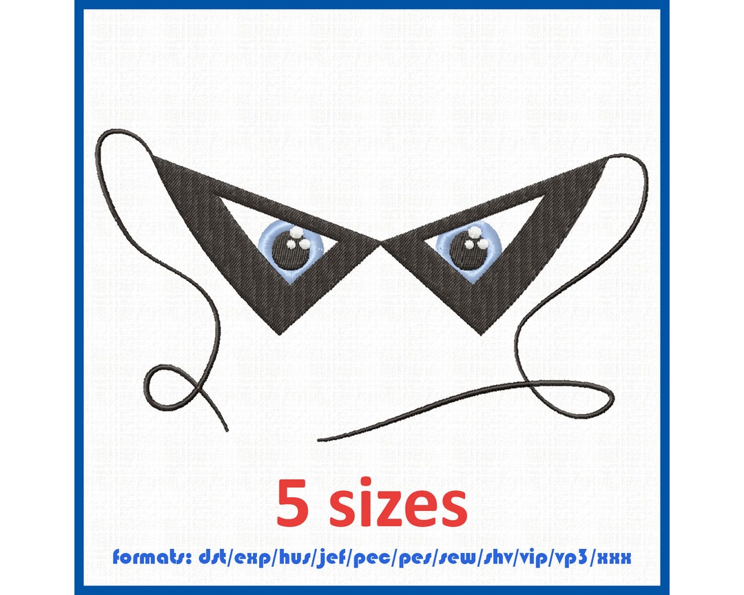5 Sizes Bandit Evil Mask Blue Yeys - Machine Embroidery Design ...