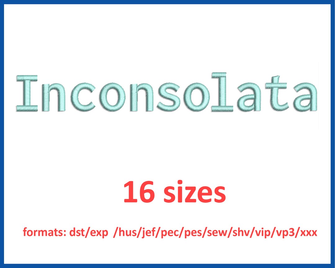 Inconsolata Monospaced Font Embroidery Design 0.25 0.5 0.75 - Etsy
