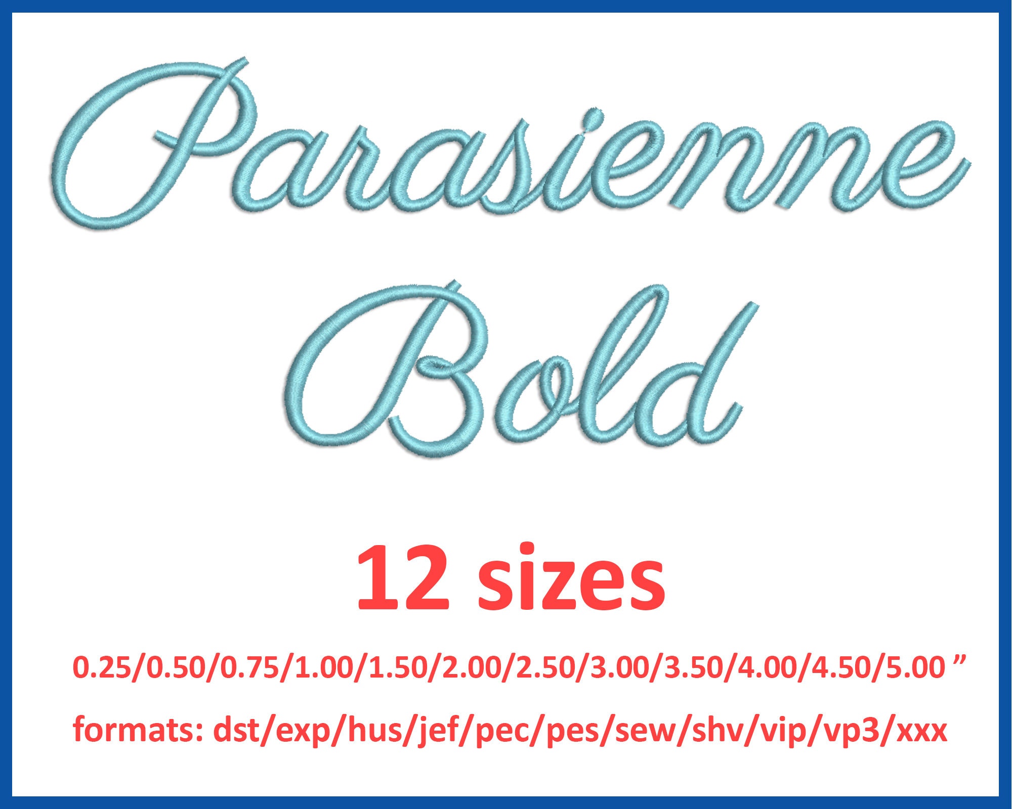 Machine embroidery fonts Parasienne Bold. 12 sizes. 11 | Etsy