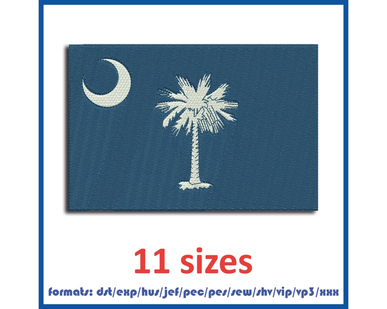 South Carolina Flag Embroidery Machines Design Instant Download Digital ...