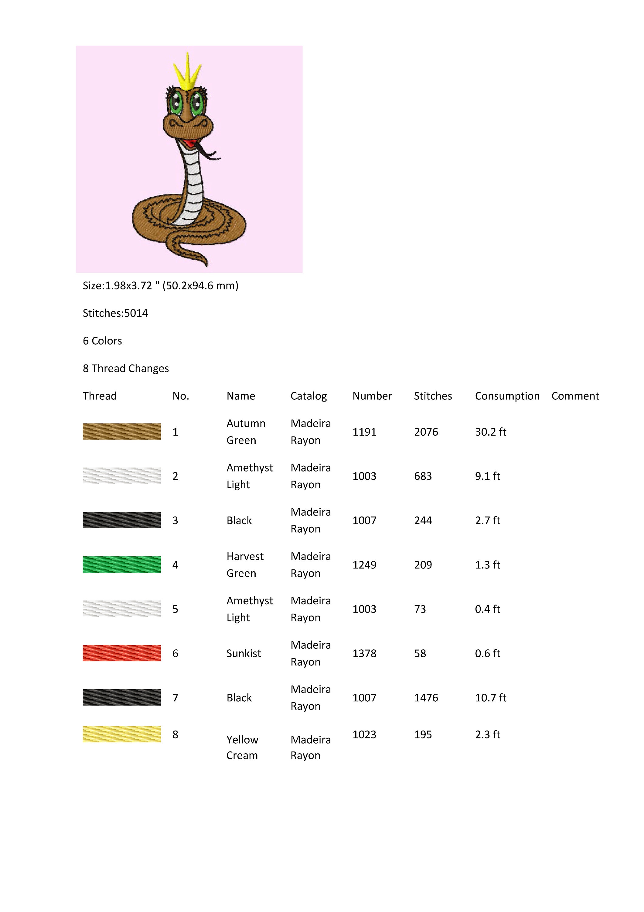 Snake Queen Cartoon Child Machine Embroidery Design | Etsy