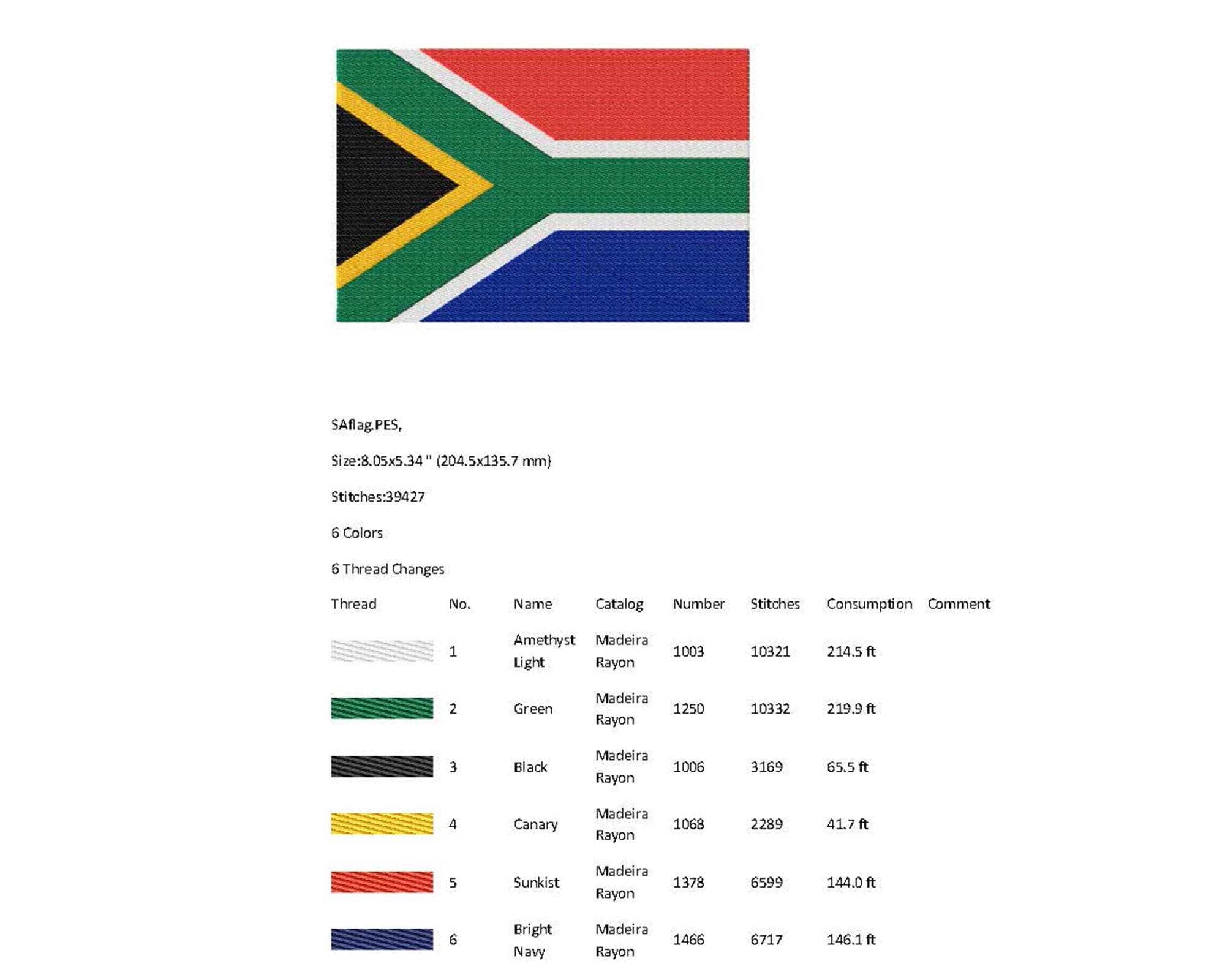 Flag of South Africa Machine Embroidery Designs. Instant | Etsy