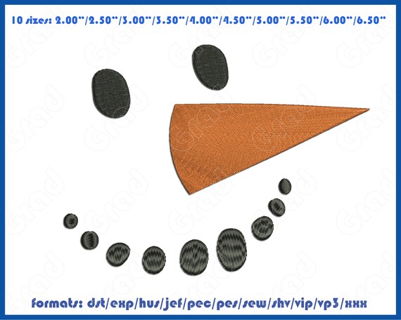 Snowman Face. Machine Embroidery Design. 10 Sizes and 11 - Etsy