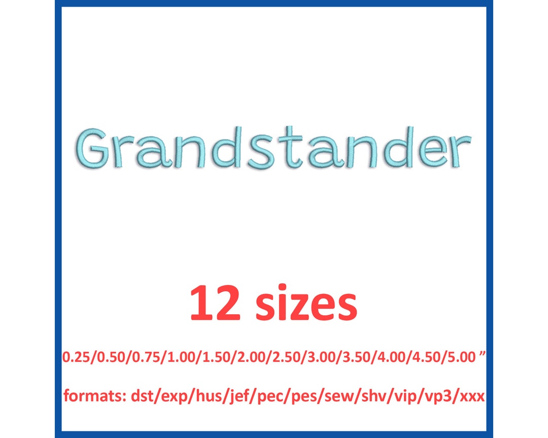 Machine Embroidery Fonts Grandstander. 12 Sizes. 11 Formats. - Etsy