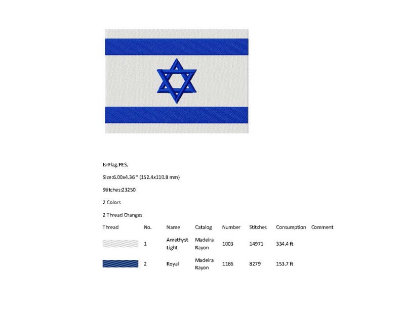 Flag of Israel - Machine Embroidery Designs. Instant Download Digital ...
