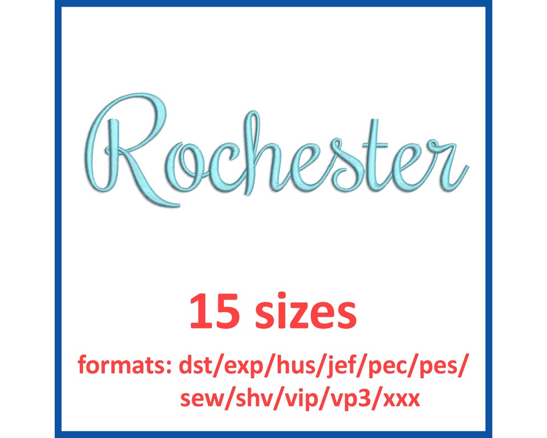Machine Embroidery Fonts Rochester. 15 Sizes. 11 Formats. - Etsy