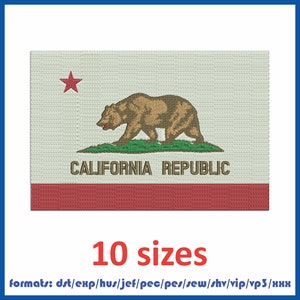 California Flag Embroidery Machines Design Instant Download Digital ...