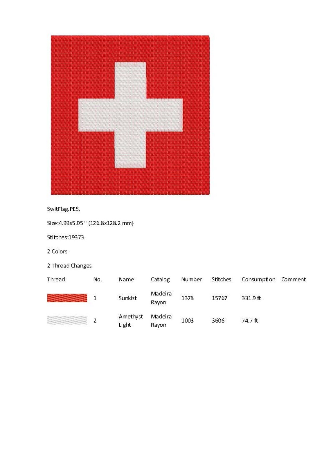 Switzerland Flag Embroidery Machines Design Instant Download | Etsy