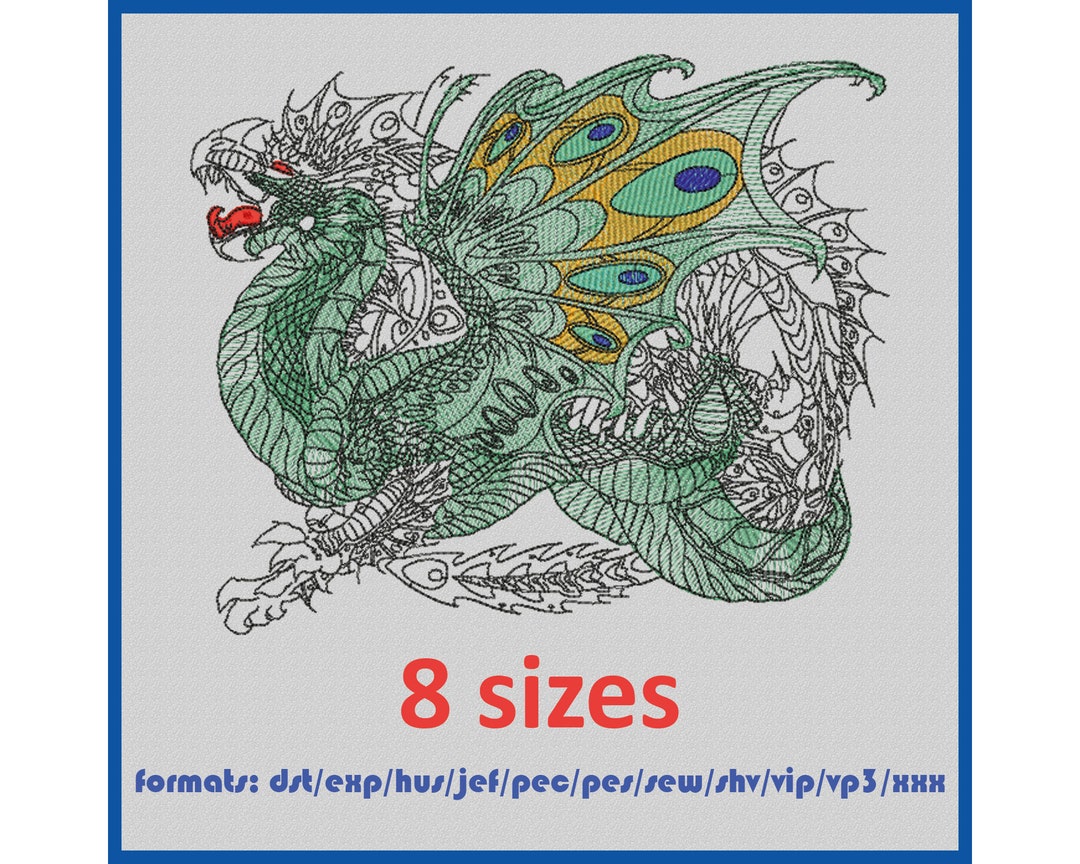 Machine Embroidery Designs Dragon. 8 Sizes and 11 Formats - Etsy