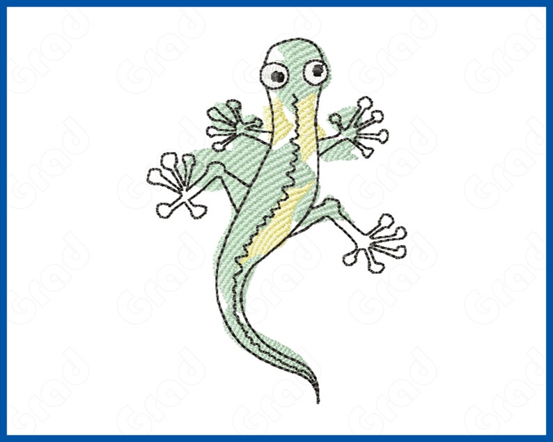 Watercolor Gecko Child Picture Machine Embroidery Design | Etsy