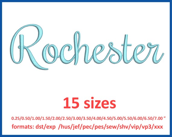 Machine Embroidery Fonts Rochester. 15 Sizes. 11 Formats. | Etsy