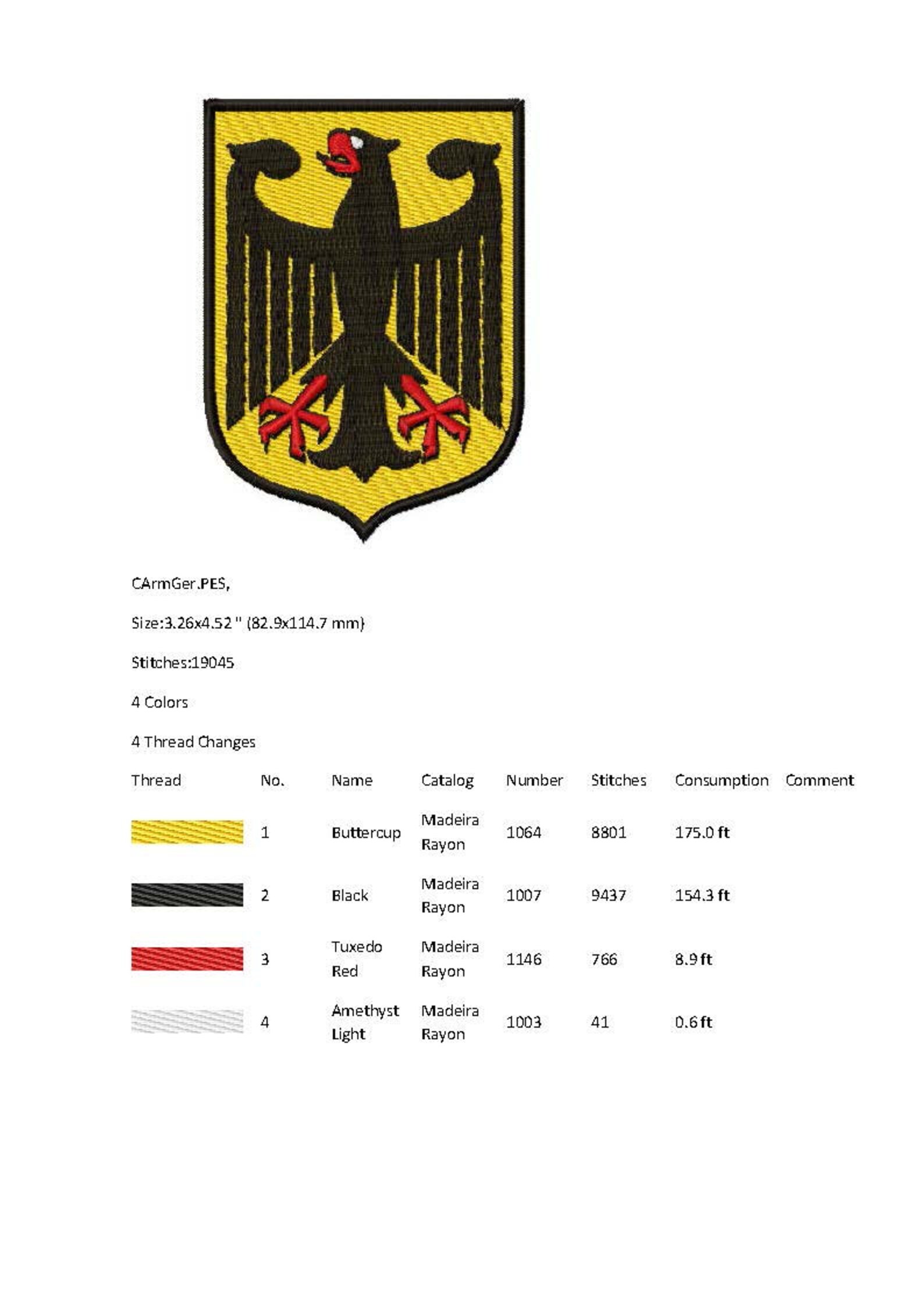 Coat of Arms of Germany Embroidery Machines Design Instant - Etsy