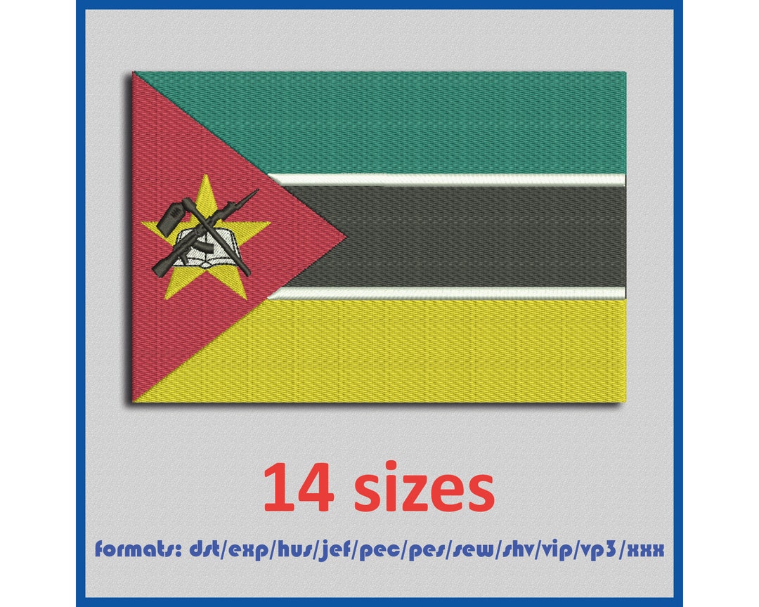 Mozambique Flag With Border and Without Border Embroidery Machines ...