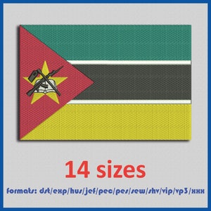 Mozambique Flag With Border and Without Border Embroidery Machines ...