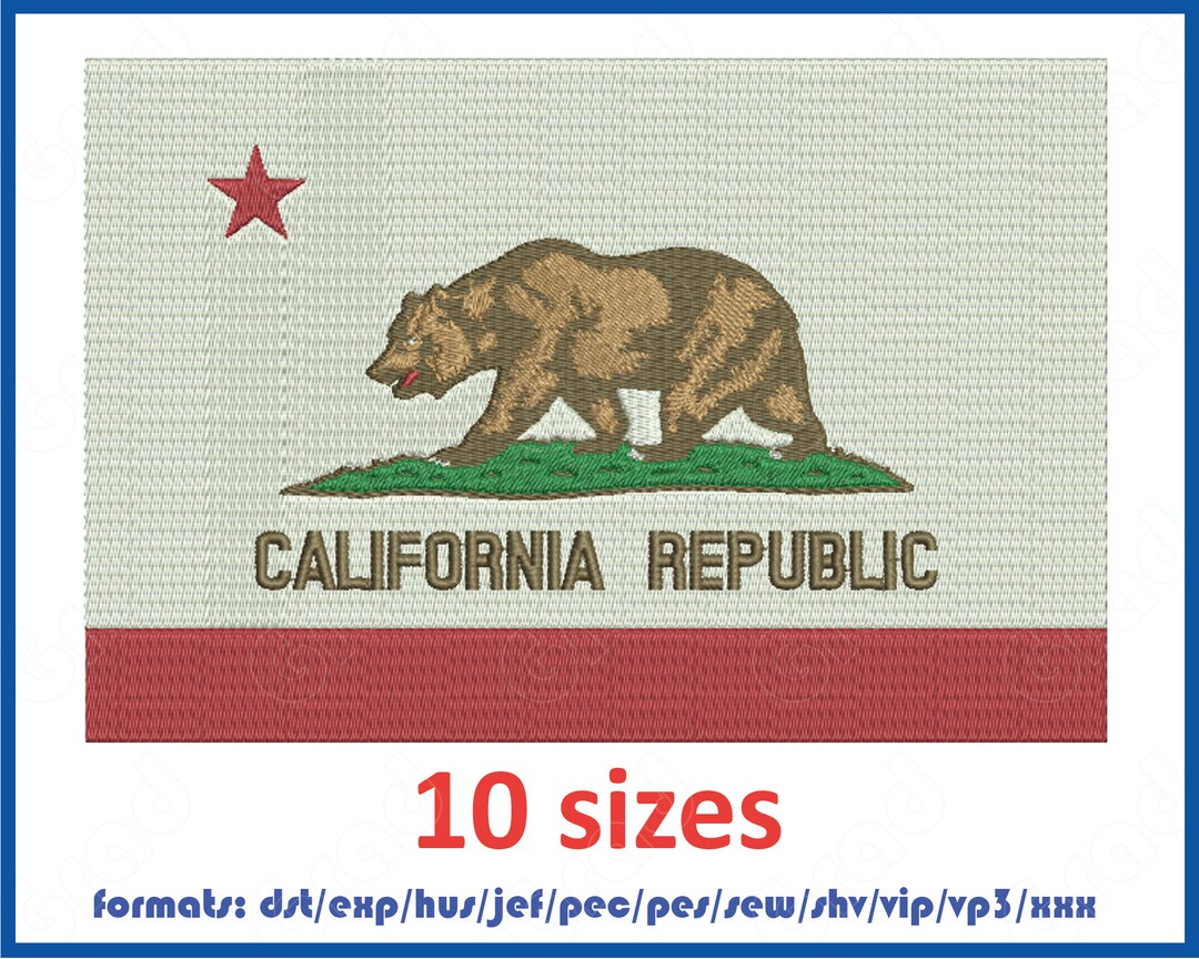California Flag Embroidery Machines Design Instant Download - Etsy